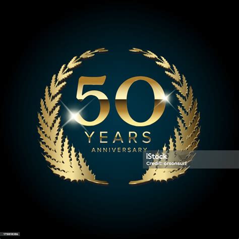 Fünfzig 50 Jahre Jubiläumskartenvorlage Stock Vektor Art Und Mehr