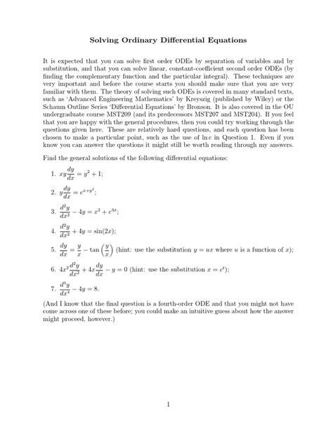 Solving Ordinary Differential Equations Pdf Ordinary Differential
