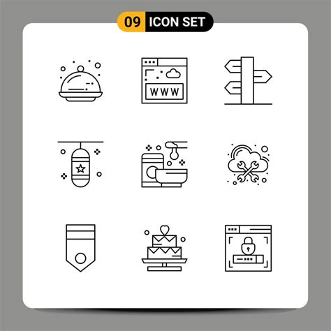 Outline Pack Of 9 Universal Symbols Of Sports Accessory Punching Bag Boxing Bag Vacation