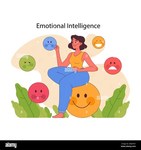 Emotional Intelligence Concept Woman Balances Different Emotions