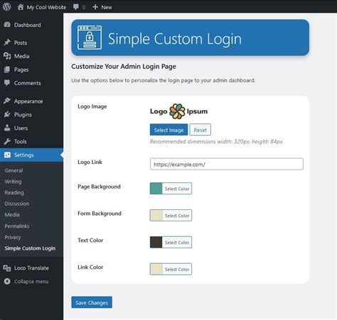 Simple Custom Login Page Wordpress Plugin