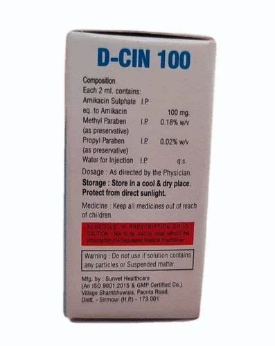 100mg Amikacin Sulphate Injection Ip 100 Mg 2ml At ₹ 32 Box In Panchkula