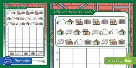 Grade R Data Handling Different Homes Bar Graph Twinkl