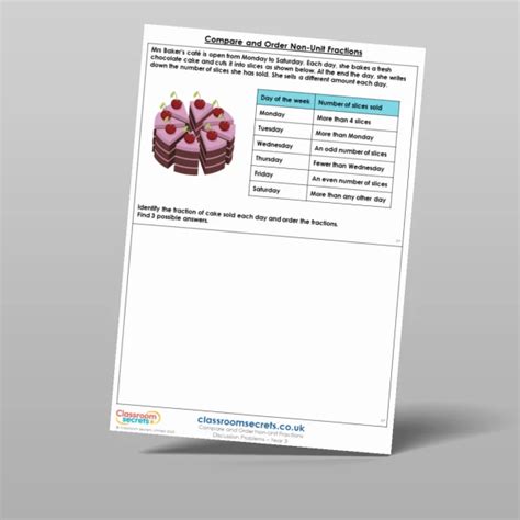 Year 3 Compare And Order Unit Fractions Discussion Problem Resource Classroom Secrets