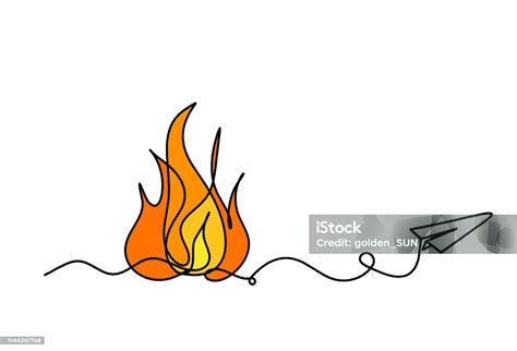 흰색 배경에 선 그리기로 종이 비행기가 있는 추상 화재 낙서 드로잉에 대한 스톡 벡터 아트 및 기타 이미지 낙서 드로잉 라인아트 모닥불 Istock