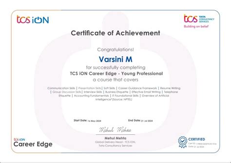 Varsini M On Linkedin Tcsion Careeredge Professionaldevelopment Continuouslearning