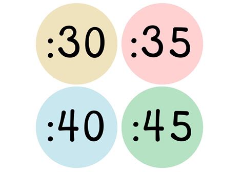 Clock Numbers Printable Wall Clock Number Display Pastel Timecards Wall Display Decor Time