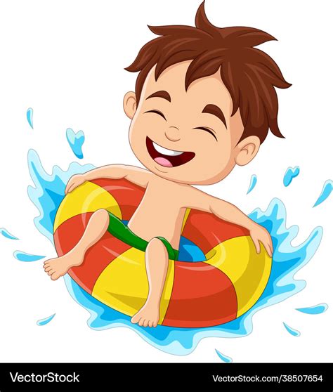 Cartoon Boy Enjoying Pool Fun Royalty Free Vector Image
