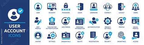 User Account Icon Set Containing Profile Password Login Username Avatar Connect Add