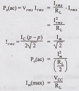 AC Output Power Class B Complementary Symmetry Amplifiers Comparison