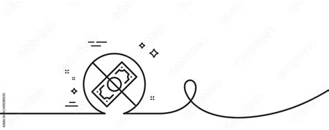 Corrupt Line Icon Continuous One Line With Curl No Cash Money Sign Stop Corruption Crime