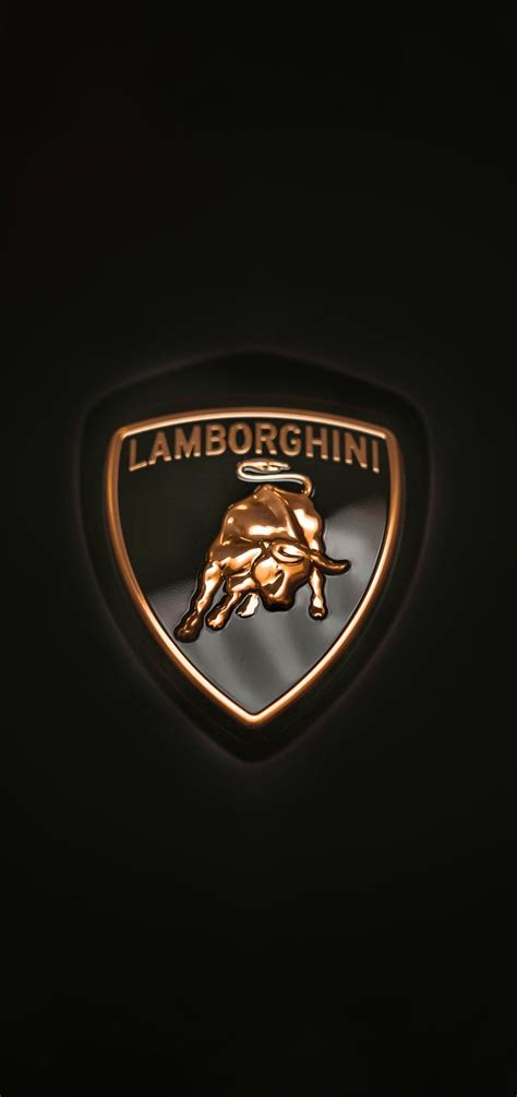 Lamborghini Logo Emblem In Gold On Black Background
