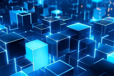 Abstract Blue Blockchain Background Premium Ai Generated Image