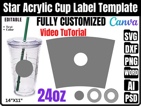 Star Cup Label Template Svg 24oz Star Mug Label Full Wrap Template Svg
