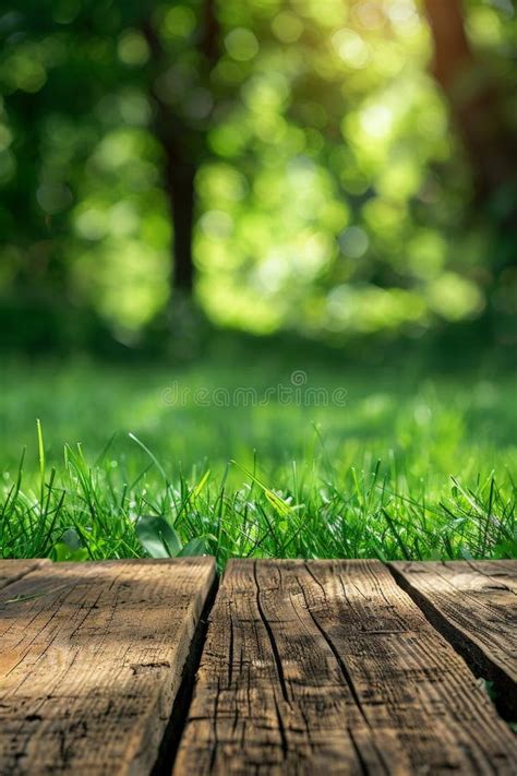 Wooden Deck With Grass And Trees Stock Illustration Illustration Of