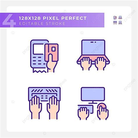 Collection Of Pixelperfect Rgb Color Icons Featuring Hands Operating Various Devices Vector