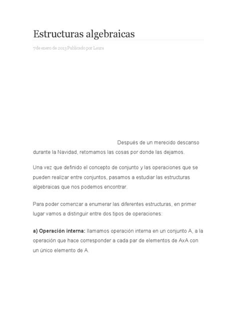 Estructuras Algebraicas Pdf Anillo Matemáticas Grupo Matemáticas