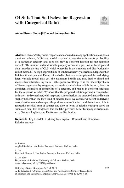 pdf ols is that so useless for regression with categorical data