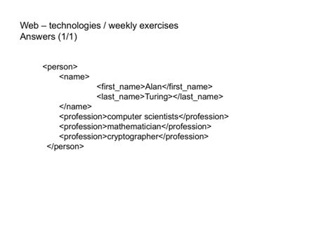Web Technologies Exercises And Answers Xml Rdf Schema