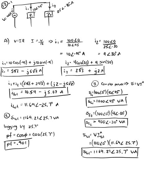 Ac Circuit Analysis Current Power And Power Factor Calculations