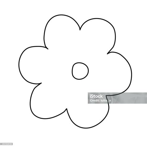단 하나 꽃 머리 낙서 작풍 색칠하기 책을 위한 편평한 벡터 윤곽선 단순함에 대한 스톡 벡터 아트 및 기타 이미지 단순함