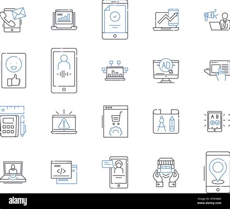computer vision line icons collection recognition detection analysis