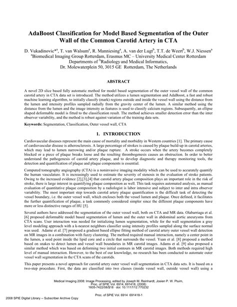 Pdf Adaboost Classification For Model Based Segmentation Of The Outer Wall Of The Common