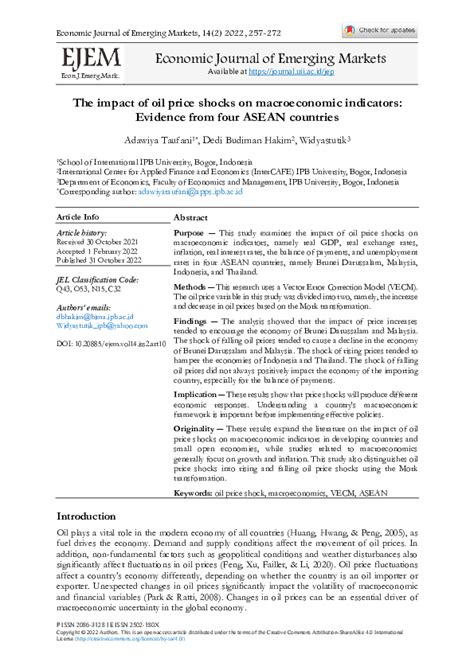 Pdf The Impact Of Oil Price Shocks On Macroeconomic Indicators