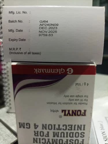 Fosfomycin Sodium Injection 4 Gm At Rs 1580 Piece In Chennai ID 2853713033262