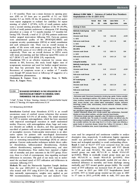Pdf E 004 Sex Based Difference In The Utilization Of Endovascular