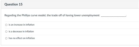 Solved Question 15regarding The Phillips Curve Model The