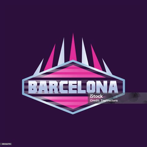 육각 모양에서 바르셀로나 도시 디자인입니다 캡션 있는 기하학적 아이콘입니다 스티커 포스터 또는 모바일 앱 로그인 추상 인쇄 술 템플릿 관광에 대한 스톡 벡터 아트 및 기타