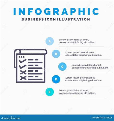 Checklist Testing Report Qa Blue Infographics Template 5 Steps Vector Line Icon Template