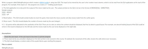 Write A Program Called Sliding Puzzlejava Which