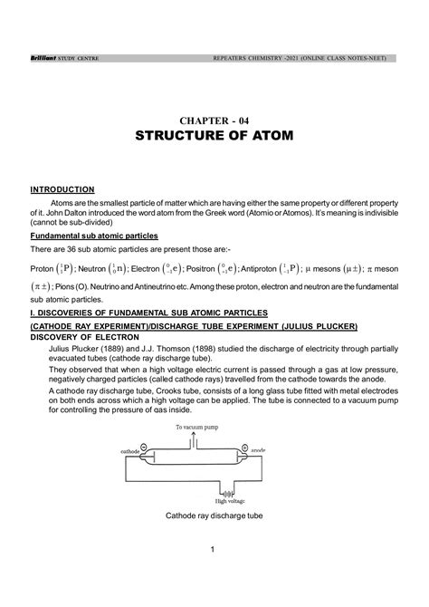 Structure Of Atom Lecture Notes Willington Island Page 1 23
