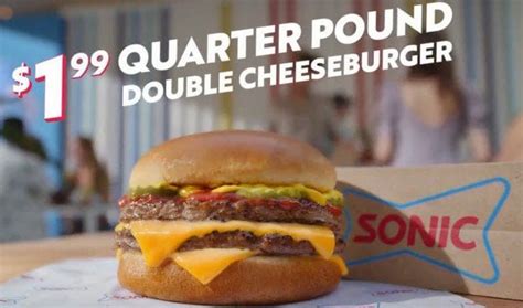 Sonic Offers 199 Quarter Pound Double Cheeseburger Deal For Limited