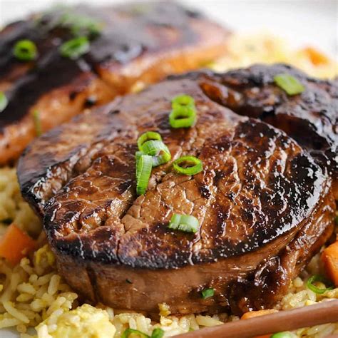 Japanese Hibachi Steak And Salmon Cooking With Curls