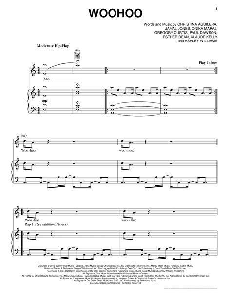 Christina Aguilera Woohoo Sheet Music Pdf Free Score Download ★