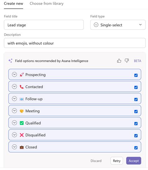 use asana intelligence to generate custom field options forum leaders