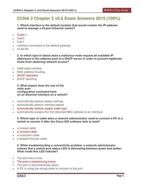 ccna 2 chapter 2 v5 0 exam answers 2015 100 network switch cisco