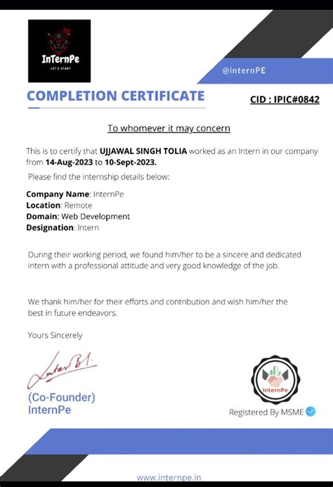 Ujjawal Singh Tolia On Linkedin Internpe Internshipexperience