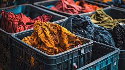 Colorful Fabric In Bins Textile Dyeing Process Stock Illustration