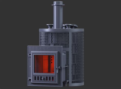 Чугунная банная печь AVANGARD ЗК 24 (М) Ураган круглая сетка
