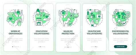 Volunteering Work Green Onboarding Mobile App Page Screen Brochure Template Download On Pngtree