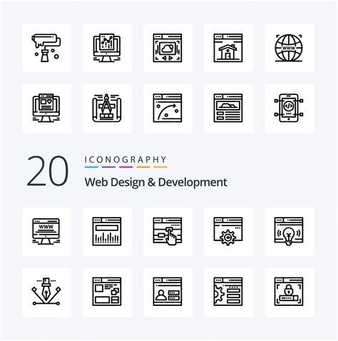 Premium Vector 20 Web Design And Development Line Icon Pack Like Gear Web Web Touch