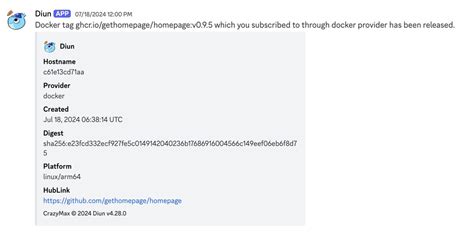 Diun Notification App For New Docker Images