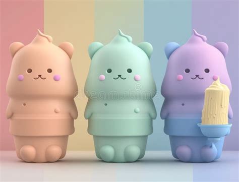 Cute Kawaii Coffee Tea Cups In Pastel Colors Stock Illustration