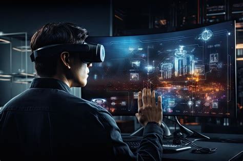 Premium Ai Image The User Wears A Vr Headset He Is Interacting With A