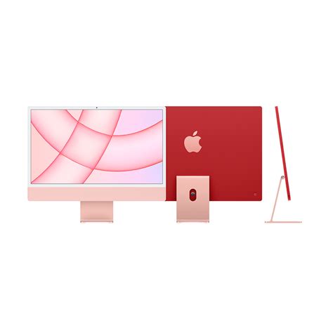 Apple Computer With Red Keyboard And Mouse