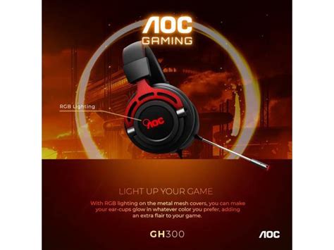 AOC GH USB Gaming Headset With RGB LED Gaming Headset With Detachable Microphone Mm